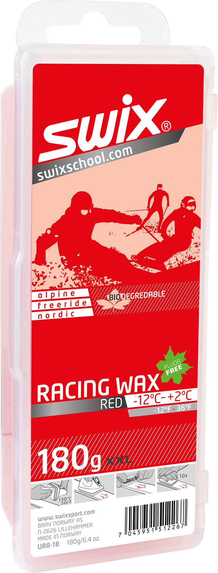 Swix UR8 Red Bio Racing Wax, 180g - Die UR-Reihe ist eine Reihe von fluorfreien Gleitwachsen für ...